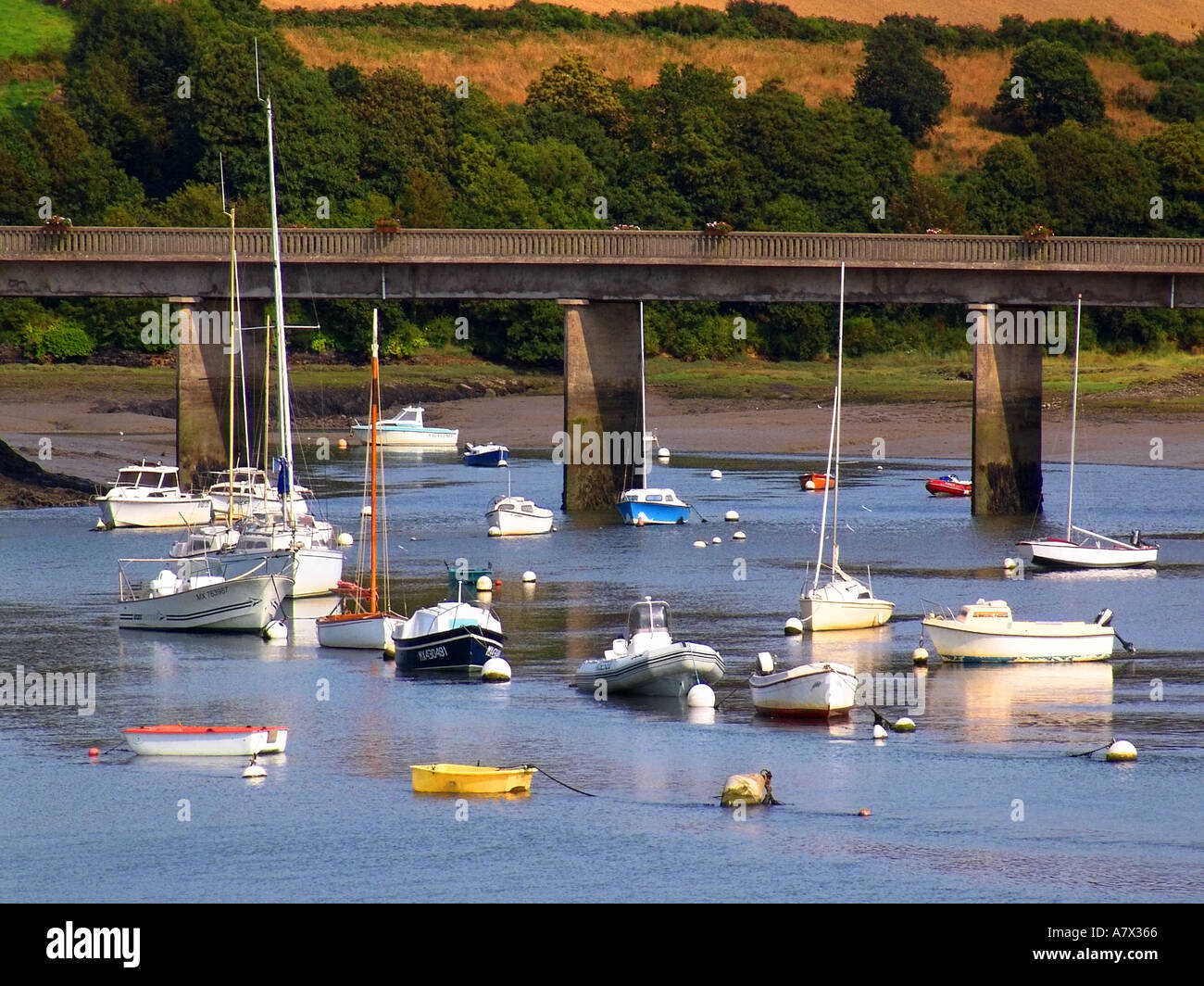 france brittany finistere oyster port of dourduff sur mer mouth estuary ...