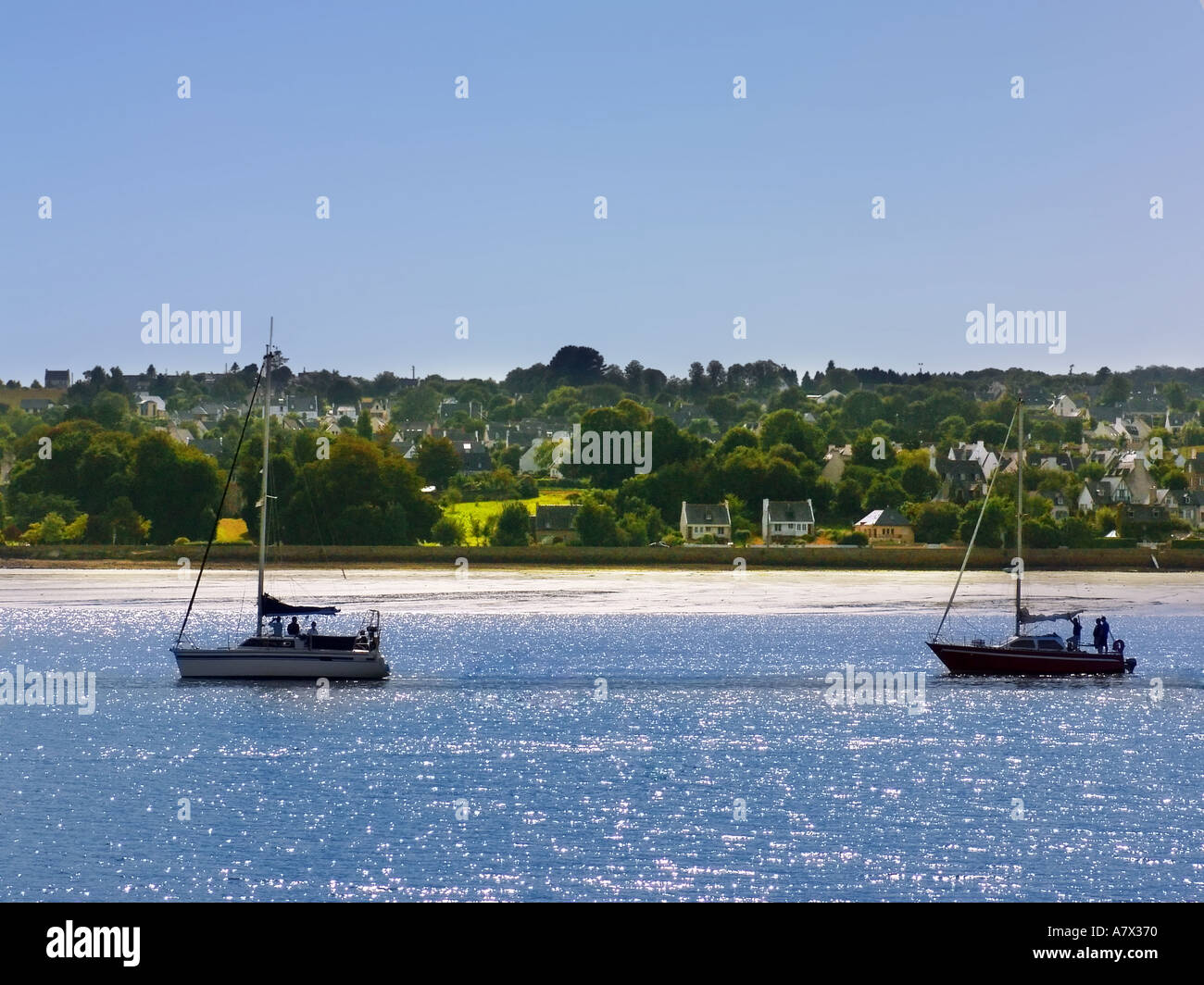 france brittany finistere oyster port of dourduff sur mer mouth estuary ...
