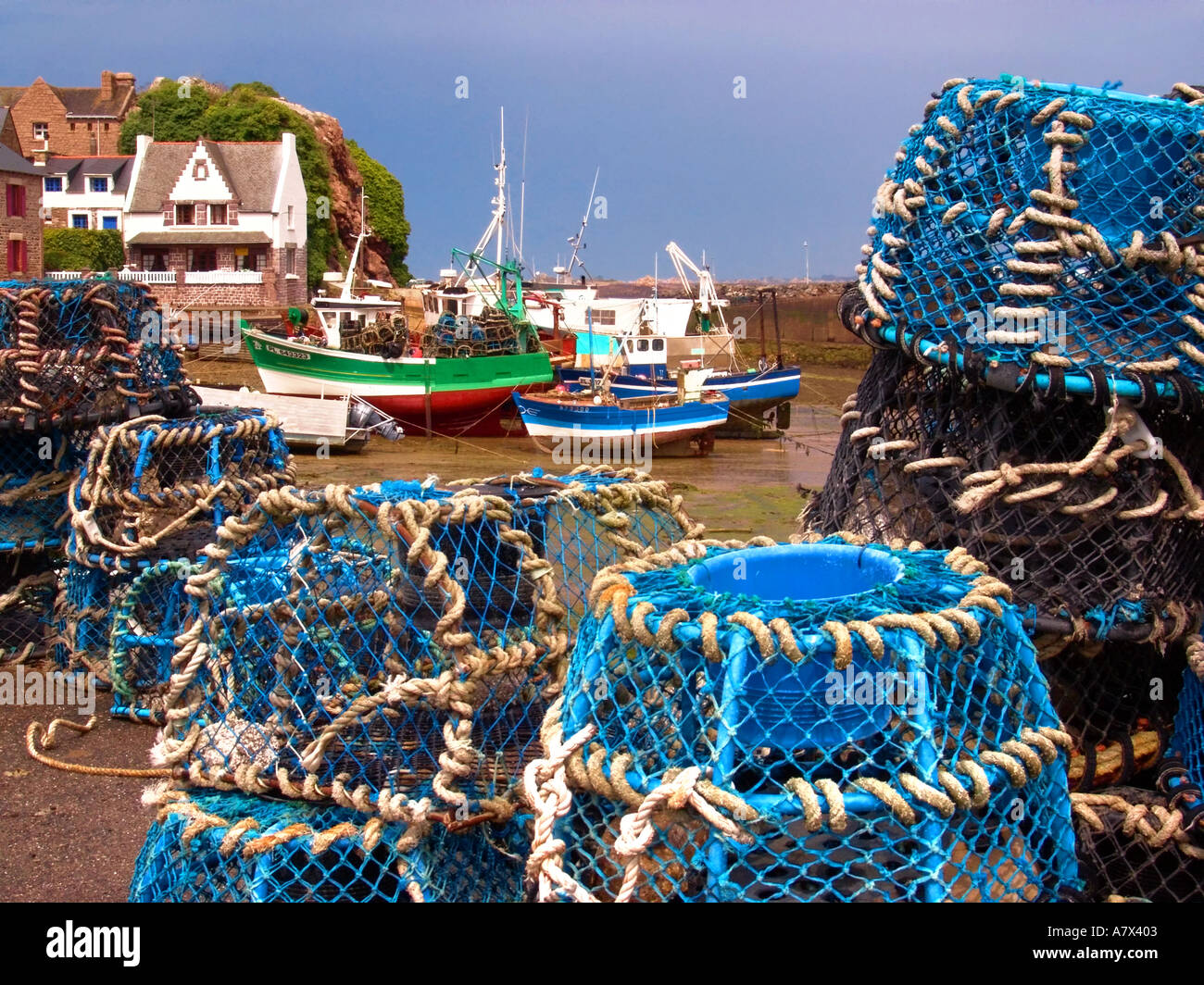 france brittany cotes d armor cote de granit rose fishing port of ...