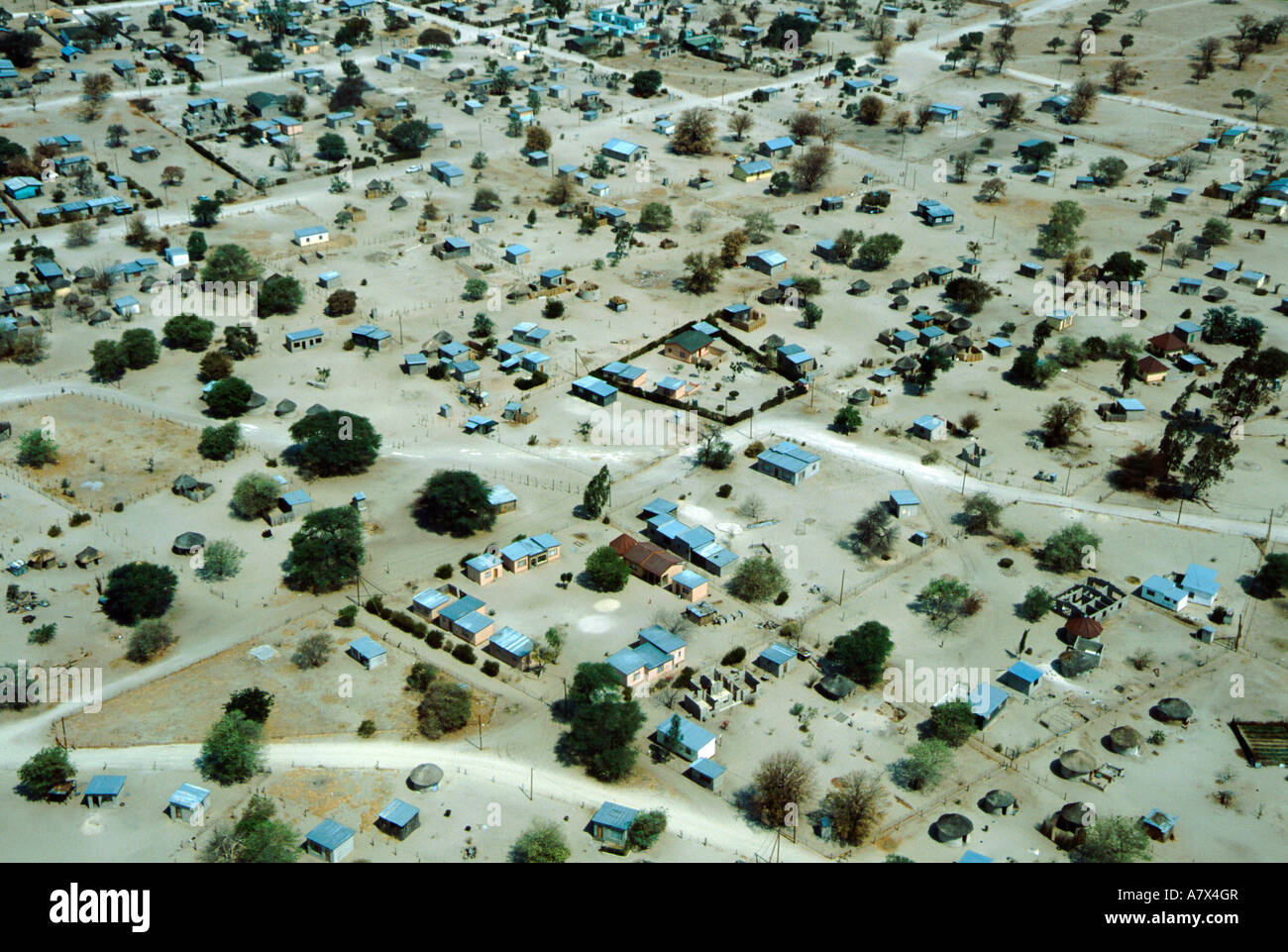 Africa, Botswana, Maun. Aerial view of the capital city of the ...