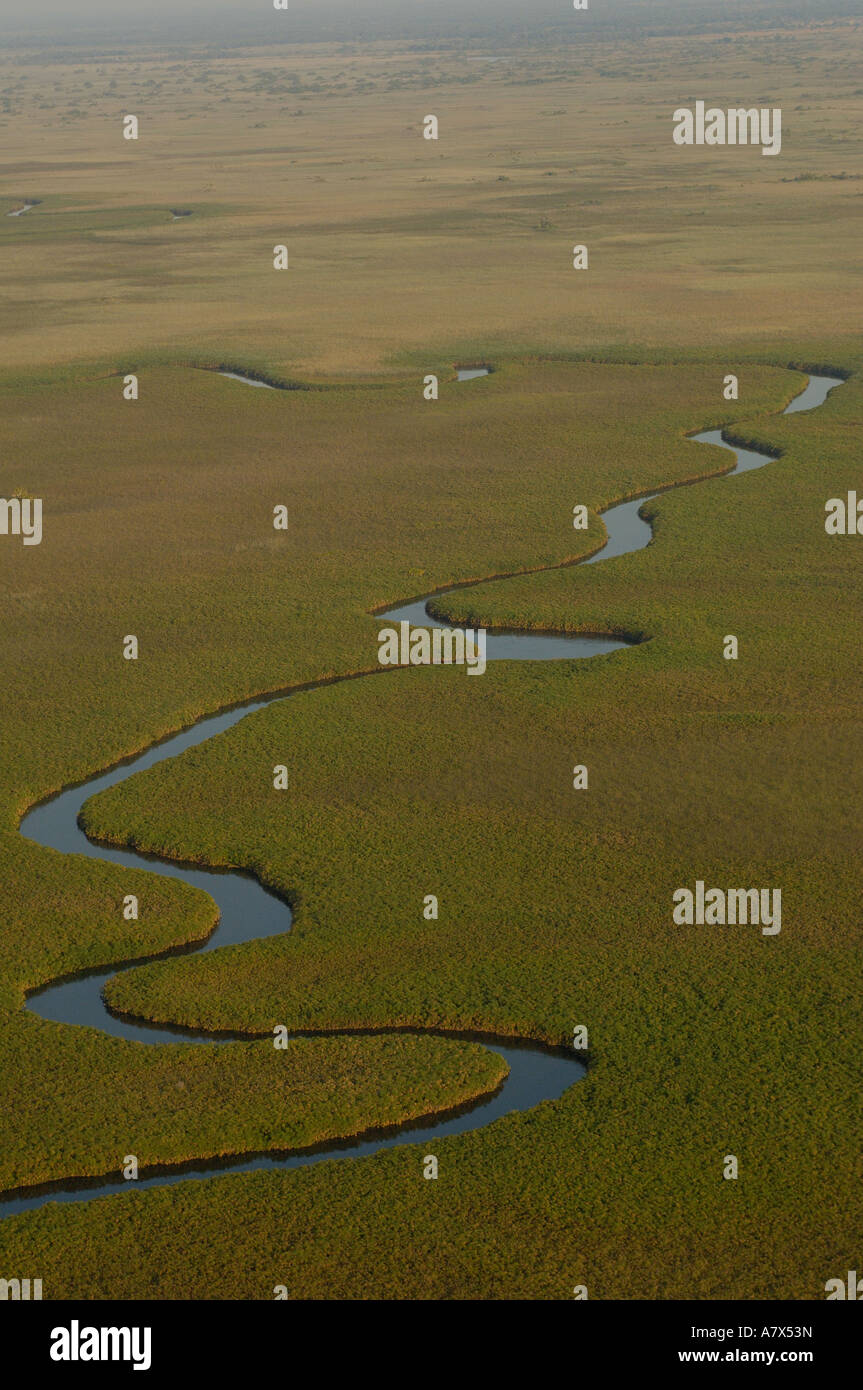 Papyrus swamps & channel. Okavango Delta, BOTSWANA. Southern Africa ...