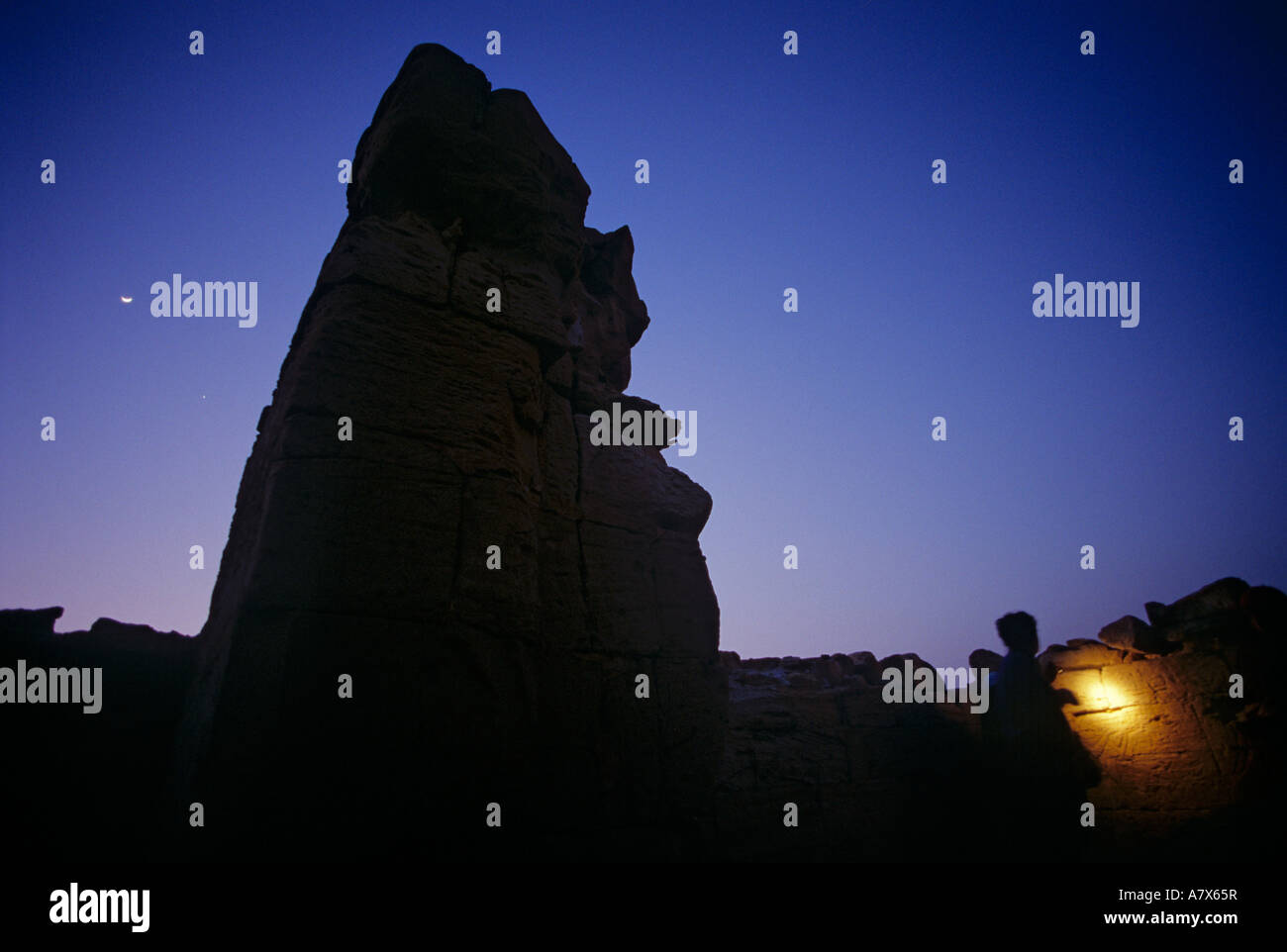 Egypt, Archaeologist in the temple of Alexander the Great, Bahariya ...