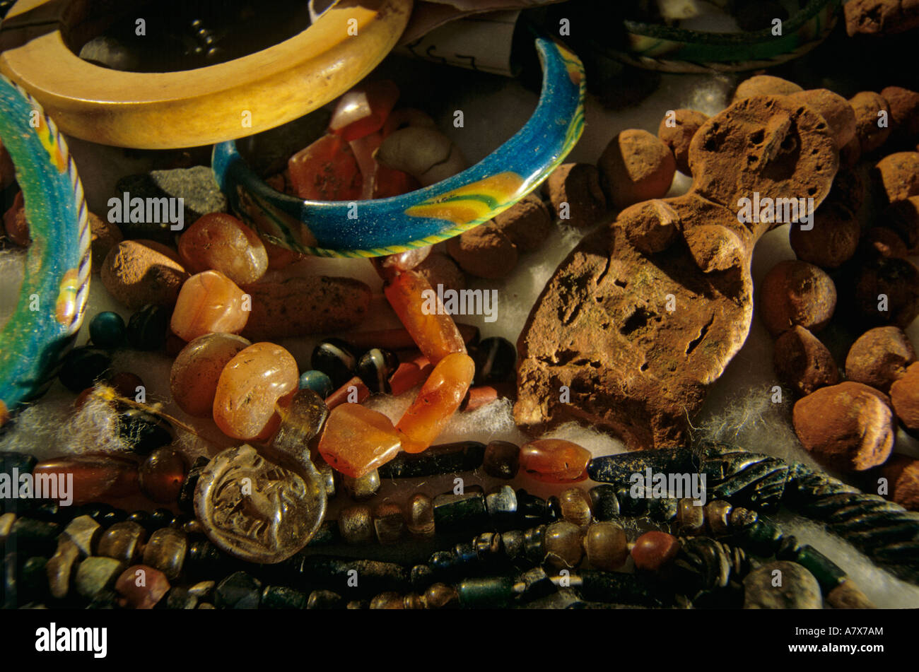 Egypt, Bahariya Museum, Fertility amulet, necklaces, faience and ivory ...