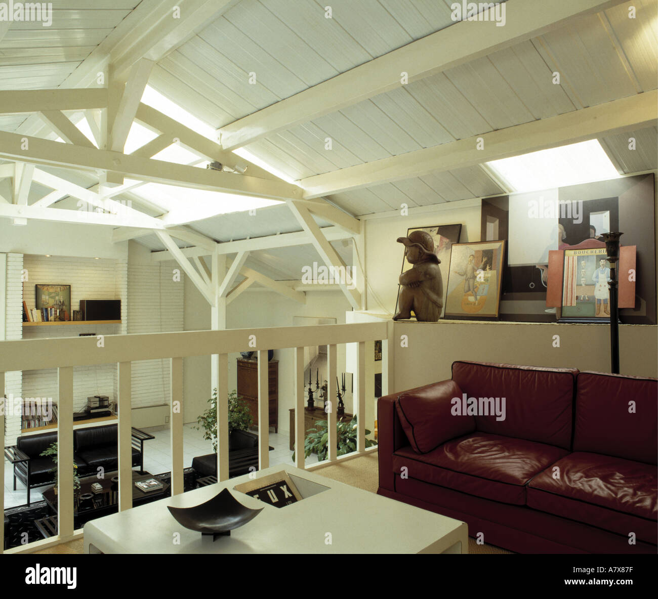 Mezzanine overlooking Living area Stock Photo - Alamy