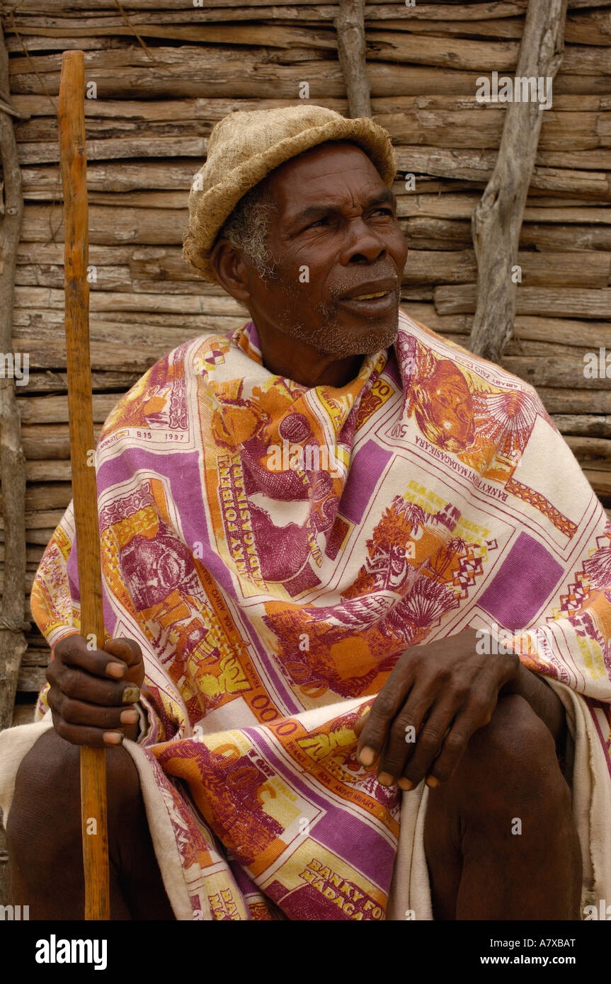 Antandroy man wearing hat made from the pith of cactus pads. These ...
