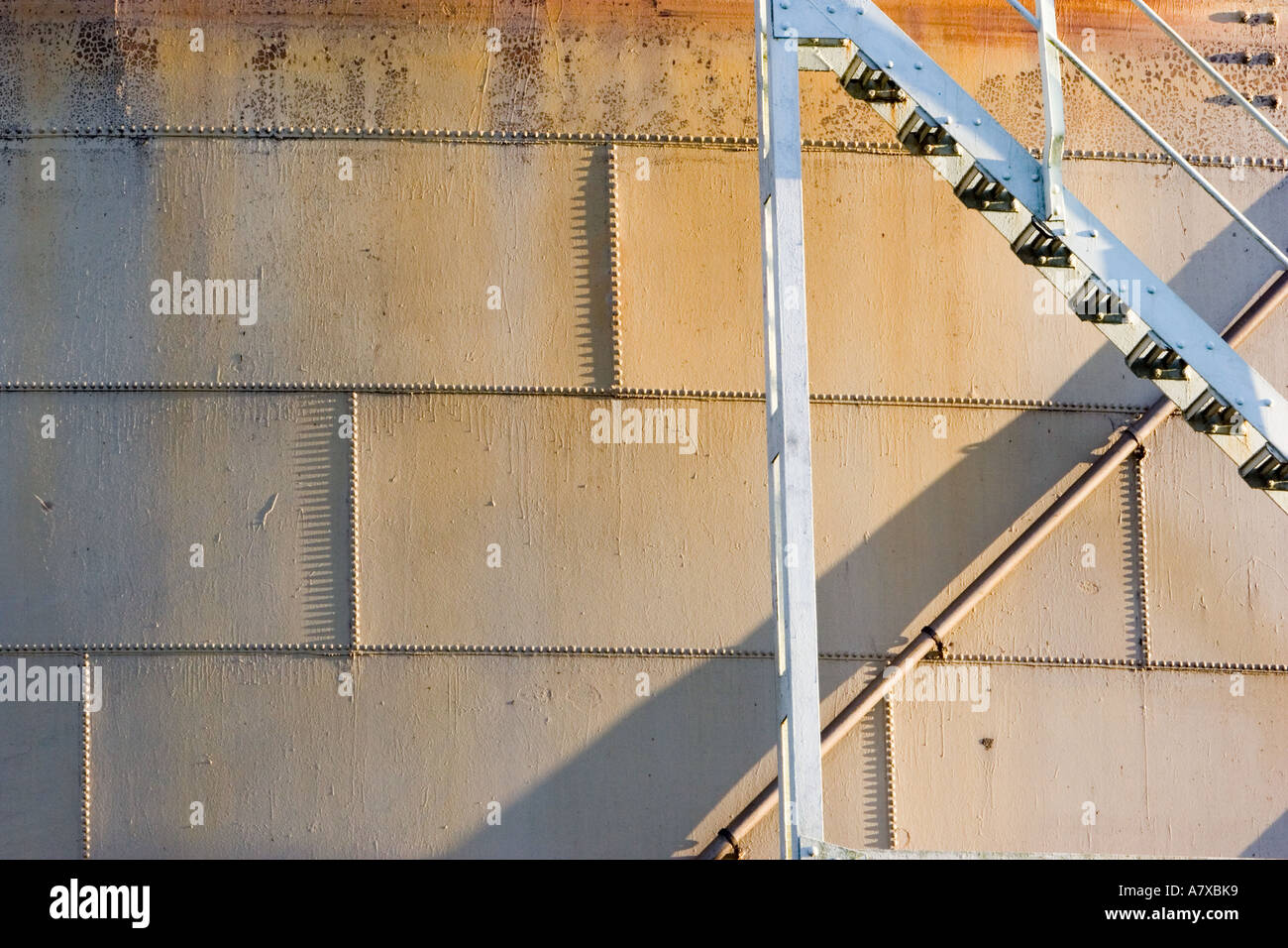 Stairs and structure of gasworks gasometer Stock Photo - Alamy