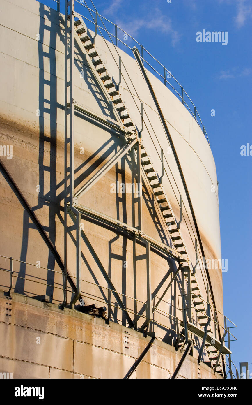 Stairs and structure of gasworks gasometer Stock Photo - Alamy