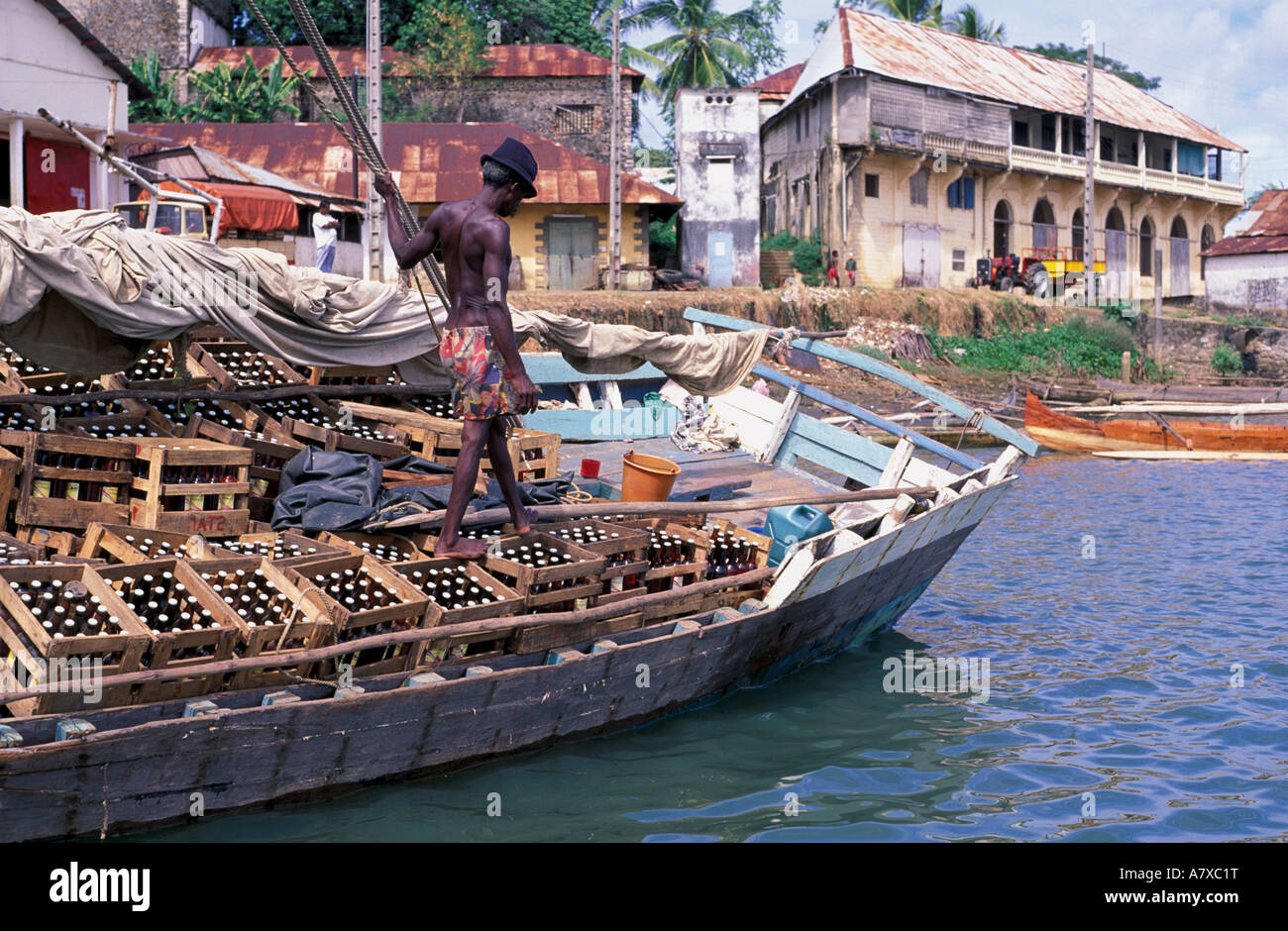 Africa, Madagascar, Shipping boat carrying bottles Stock Photo - Alamy
