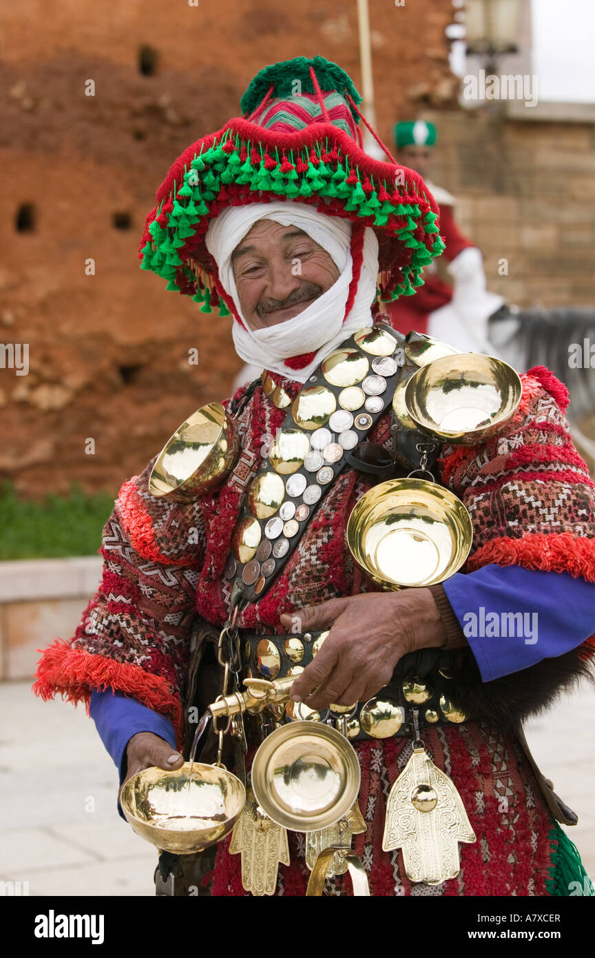 MOROCCO, Rabat: Water Vendor outside of the Tower Hassan Stock Photo ...