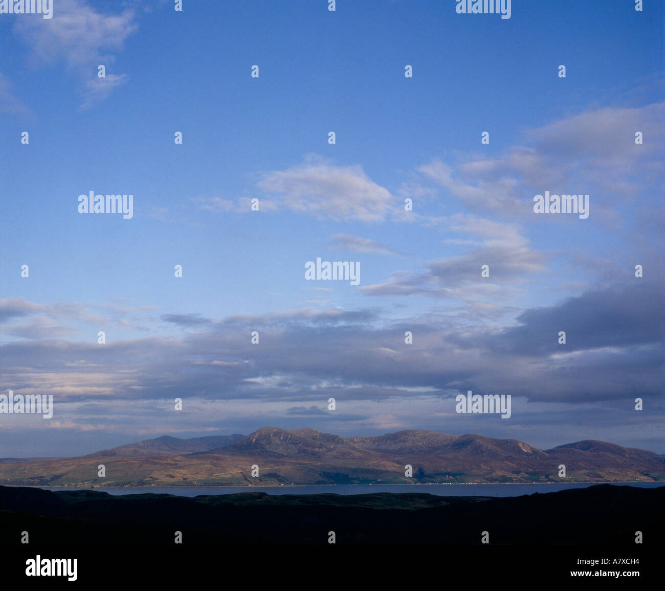 Island of Arran across the Kilbrannan Sound from Carradale Kintyre ...