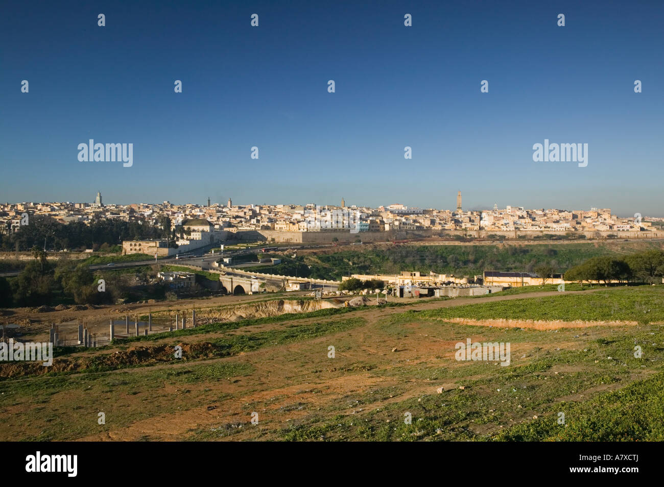 MOROCCO, Meknes: View of the Medina (Old City) from the East / Morning ...