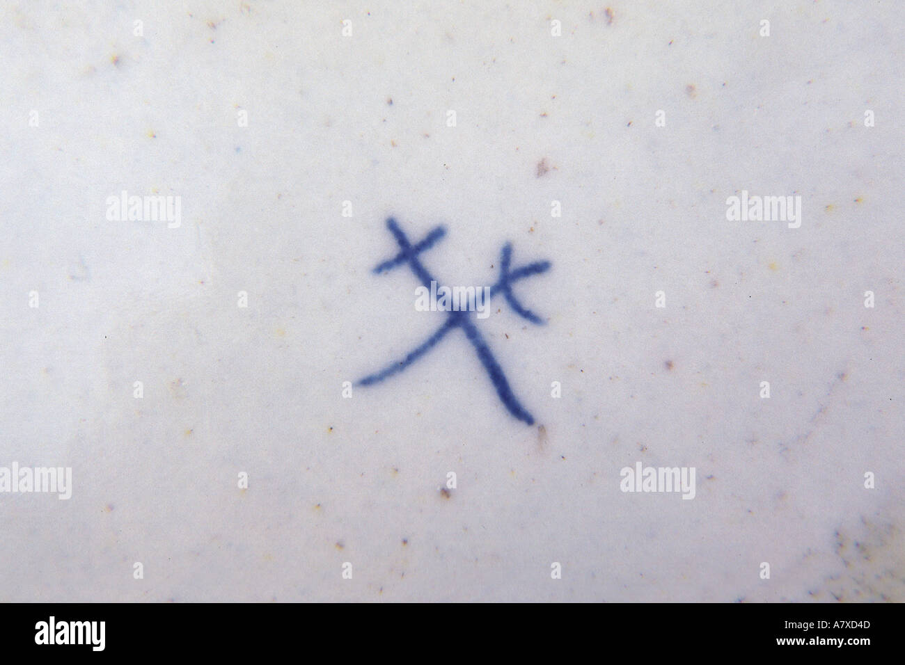 Bow Porcelain blue crossed swords mark on powdered blue ground shaped ...