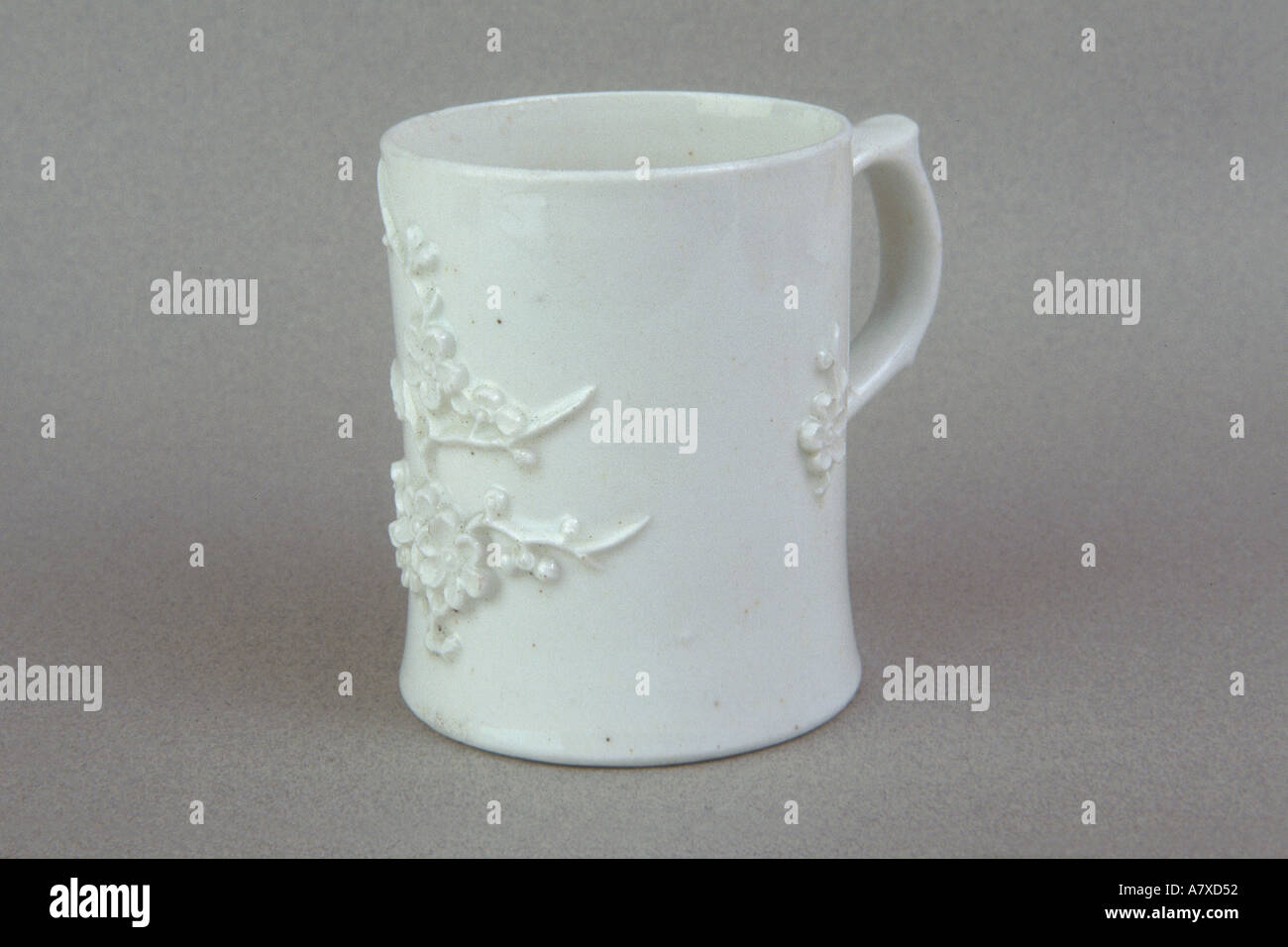 Bow Porcelain a white prunus flared cylindrical mug circa 1750 Stock ...