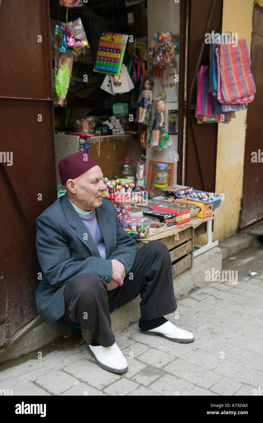 MOROCCO, Fes: Fes El, Bali (Old Fes), Older Shopkeeper wearing Fez (MR ...
