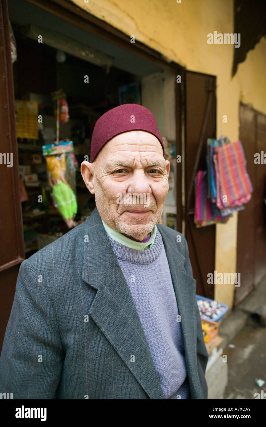 MOROCCO, Fes: Fes El, Bali (Old Fes), Older Shopkeeper wearing Fez (MR ...