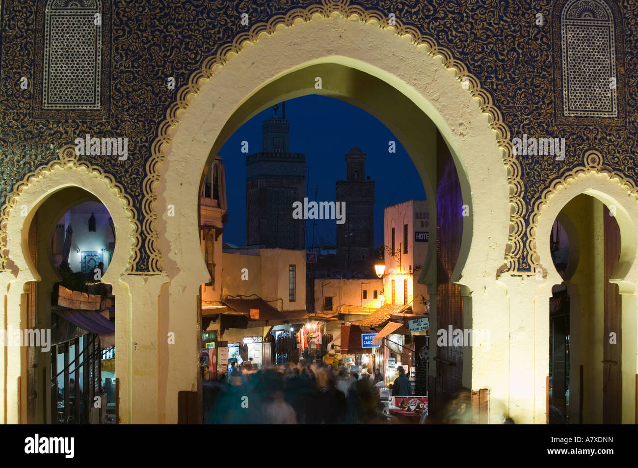 MOROCCO, Fes: Fes El, Bali (Old Fes), Evening View of the Bab Bou ...