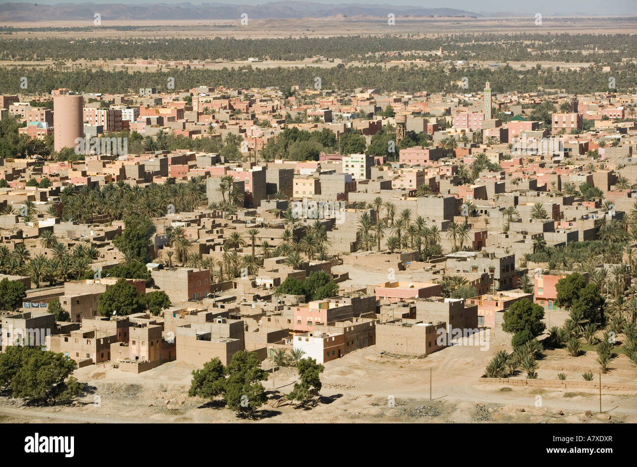 MOROCCO, Ziz Valley, ERFOUD: Town View from Borj Est Fort Stock Photo ...
