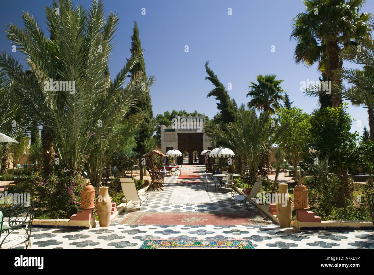 MOROCCO, Tafilalt, RISSANI: Hotel Kasbah Asmaa, Garden View Stock Photo ...