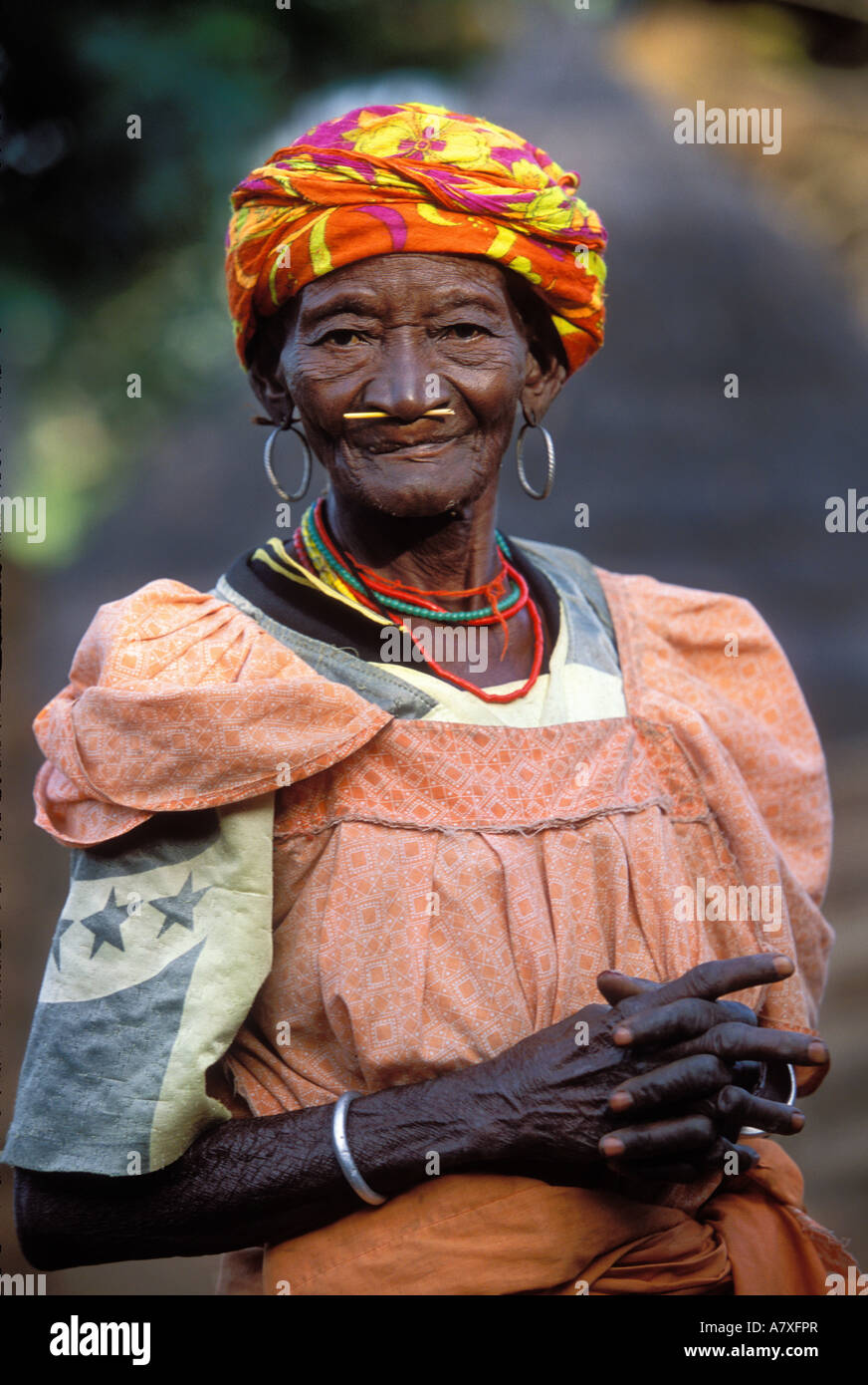 Bedik tribe chief's mother dressed in colorful western clothes in Iwol ...