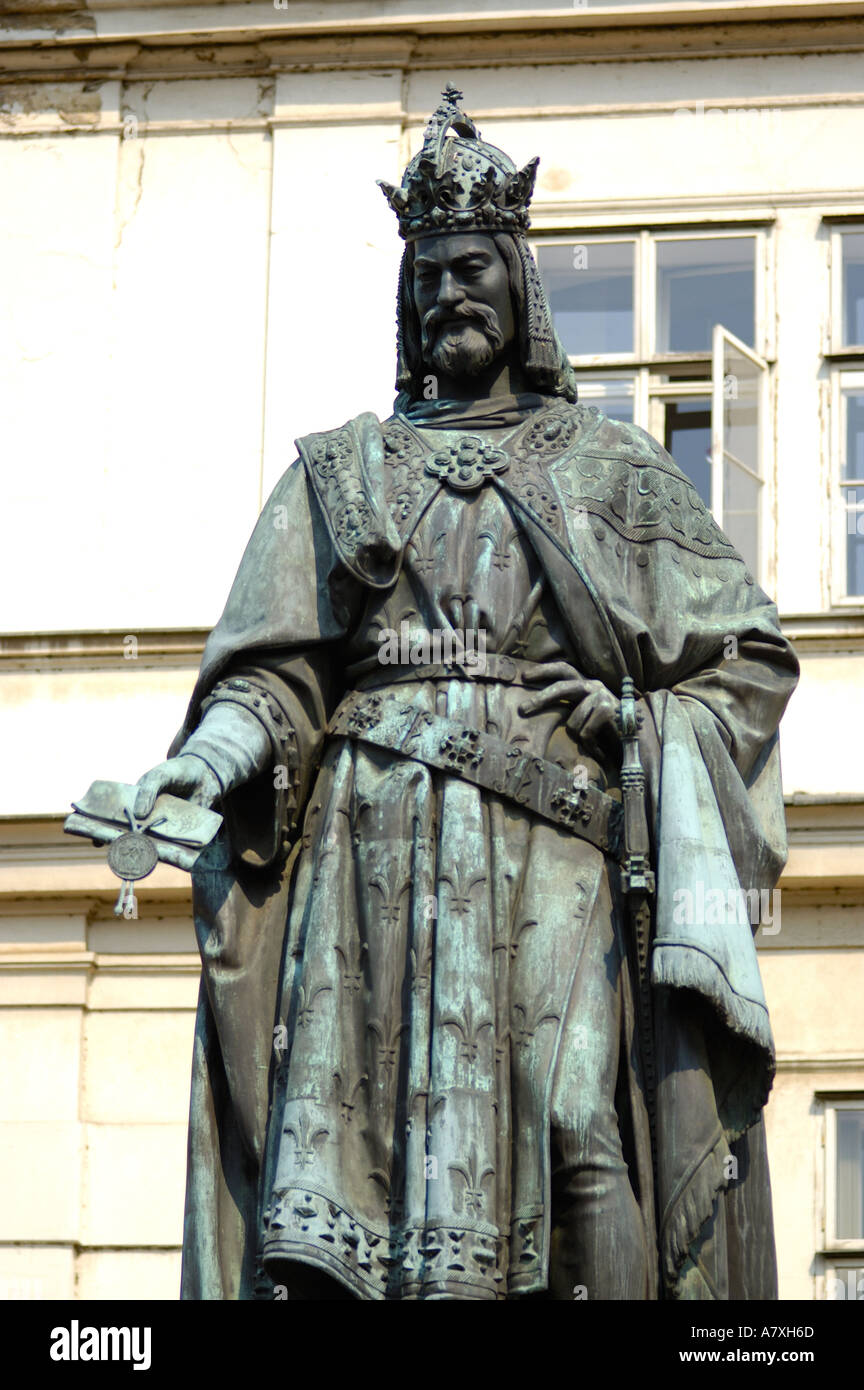 Statue of charles iv near the charles bridge hi-res stock photography ...