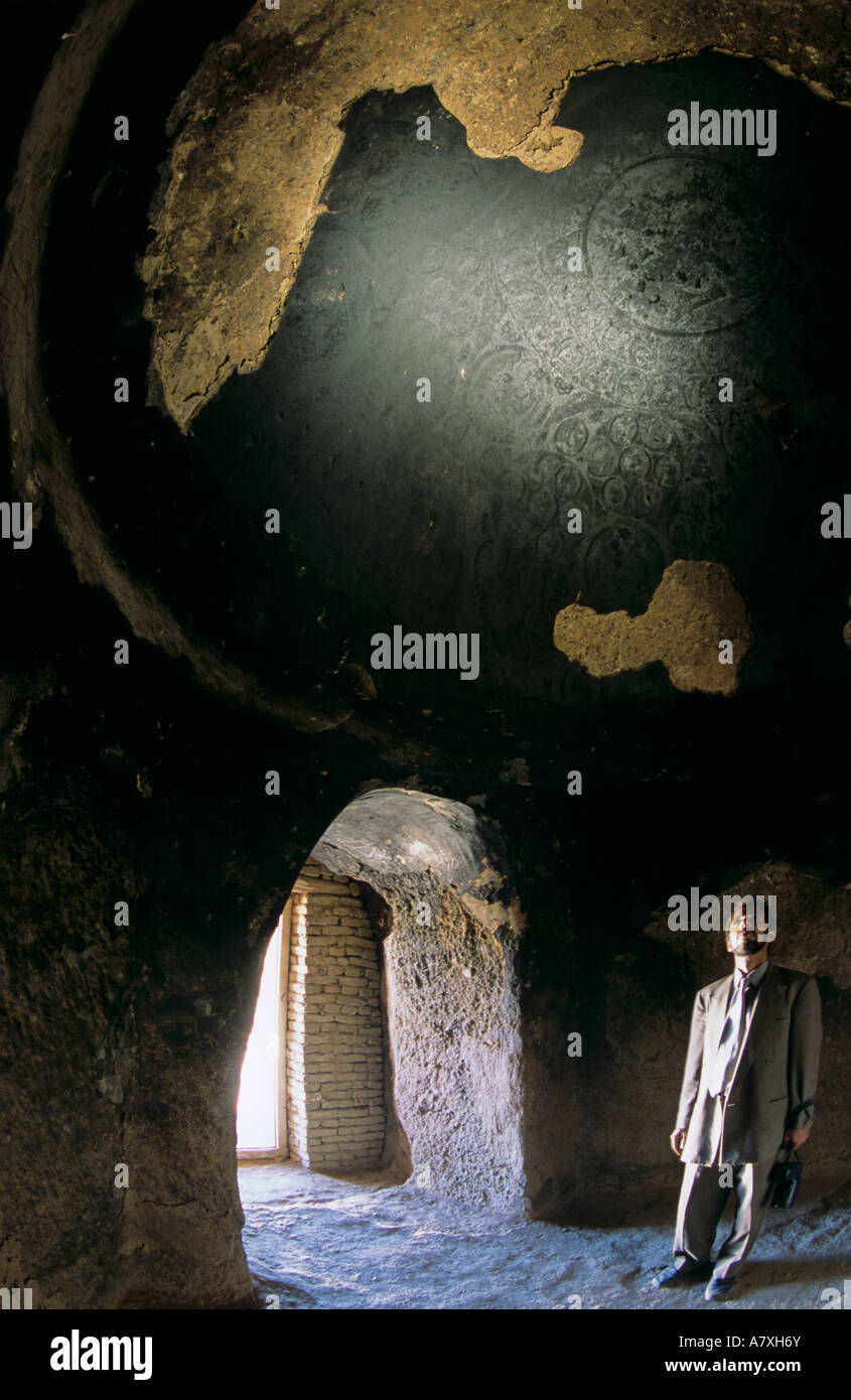 Afghanistan, Monastic Cave blackened by smoke damage due to centuries ...