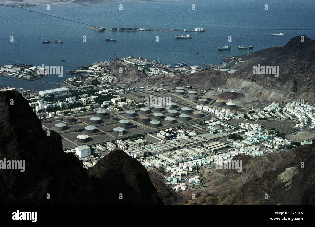 Aden Harbour and Oil Storage Facilities Stock Photo - Alamy