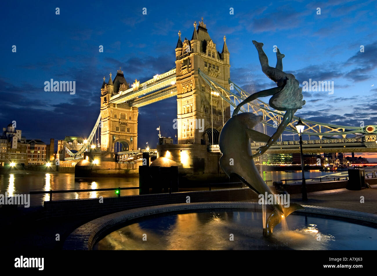 Tower bridge dusk dolphin mermaid hi-res stock photography and images ...
