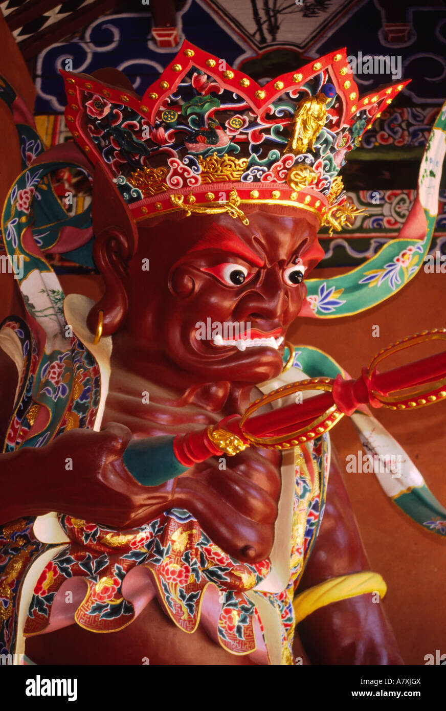 Asia, China, Yunnan, Kunming. Heavenly king Guang Mu Tian statue ...