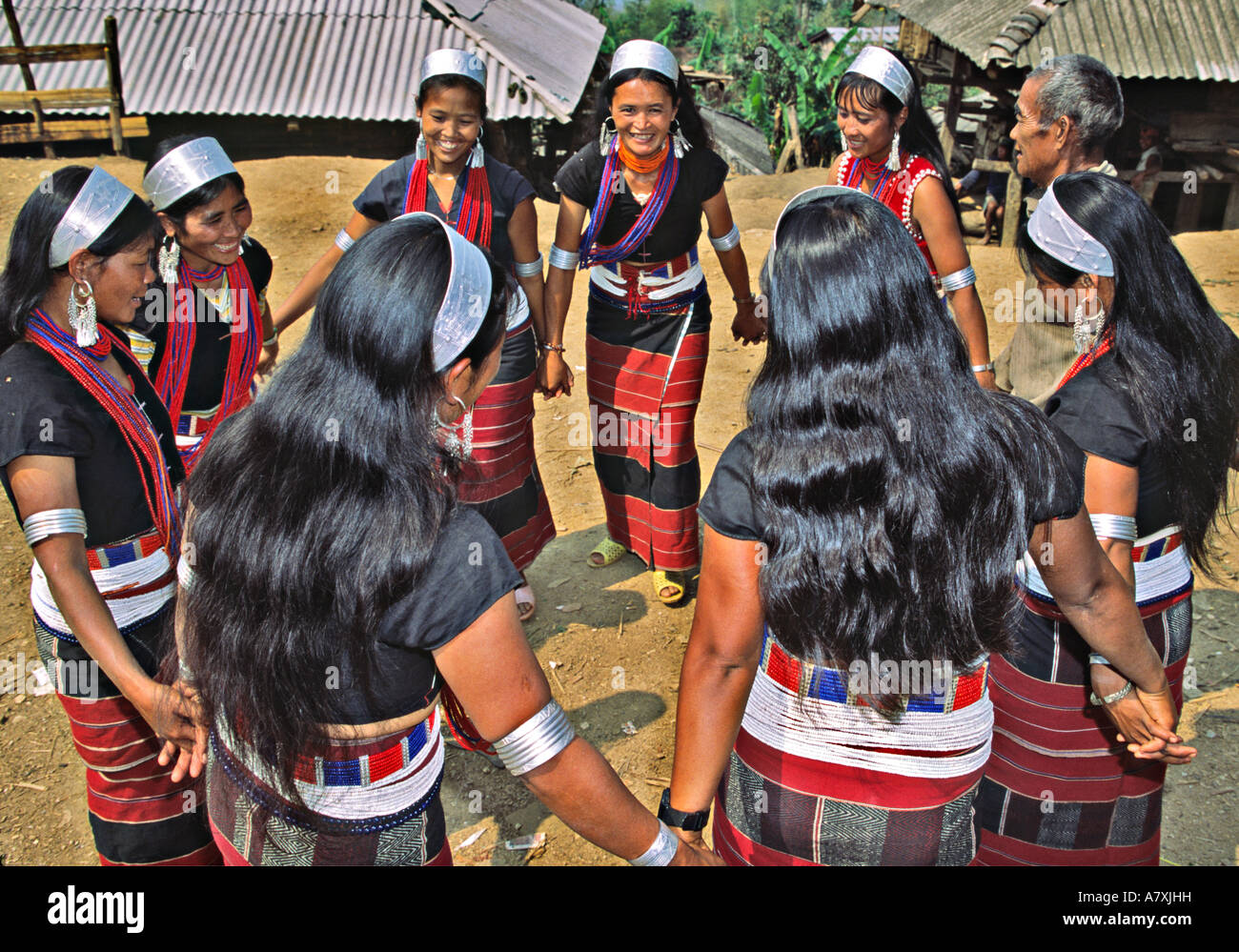 Asia, China, Yunnan, Simao Region. Native dance by Wa minority women ...