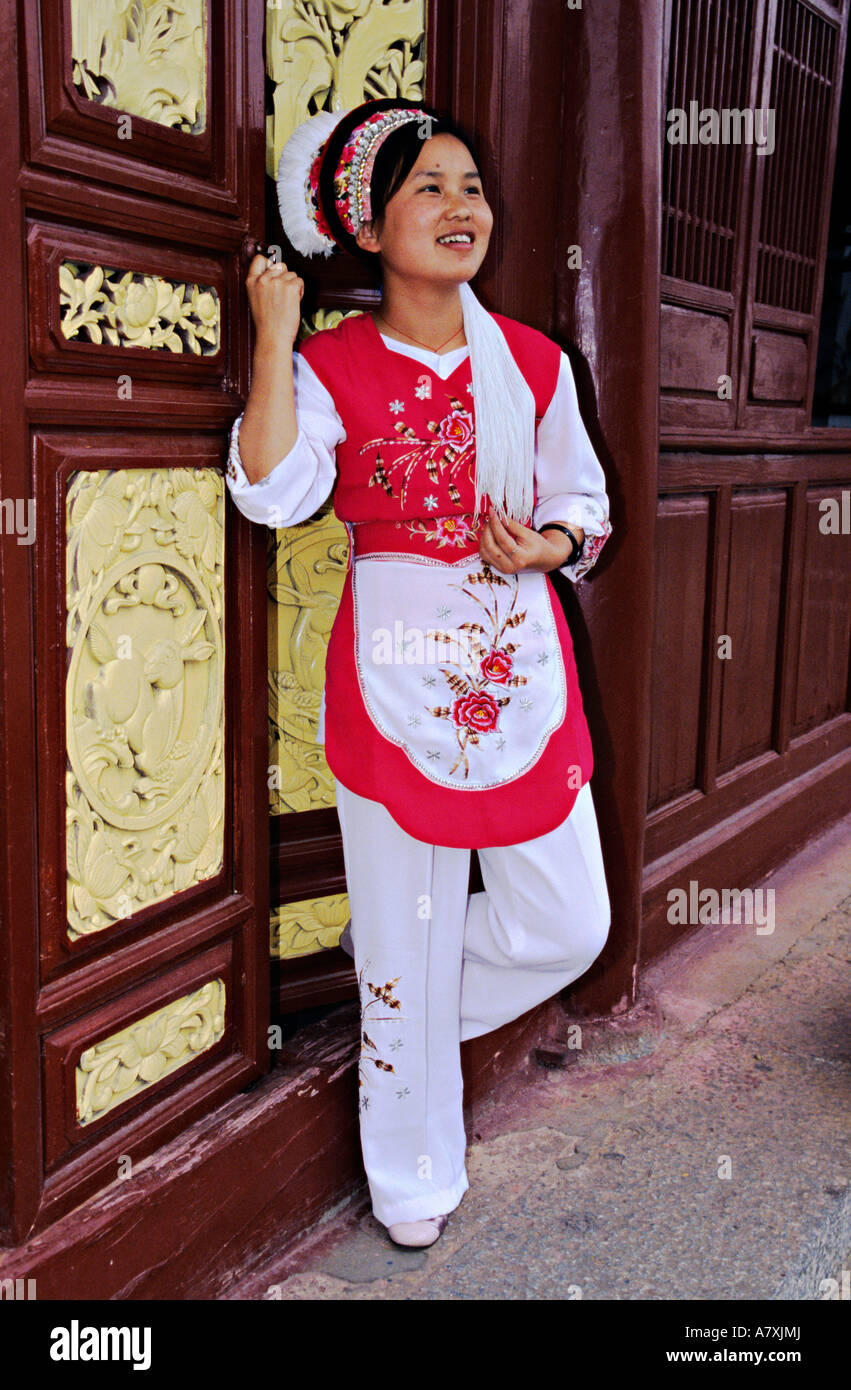 Asia, China, Yunnan Province, Dali. Young Bai minority woman in ...