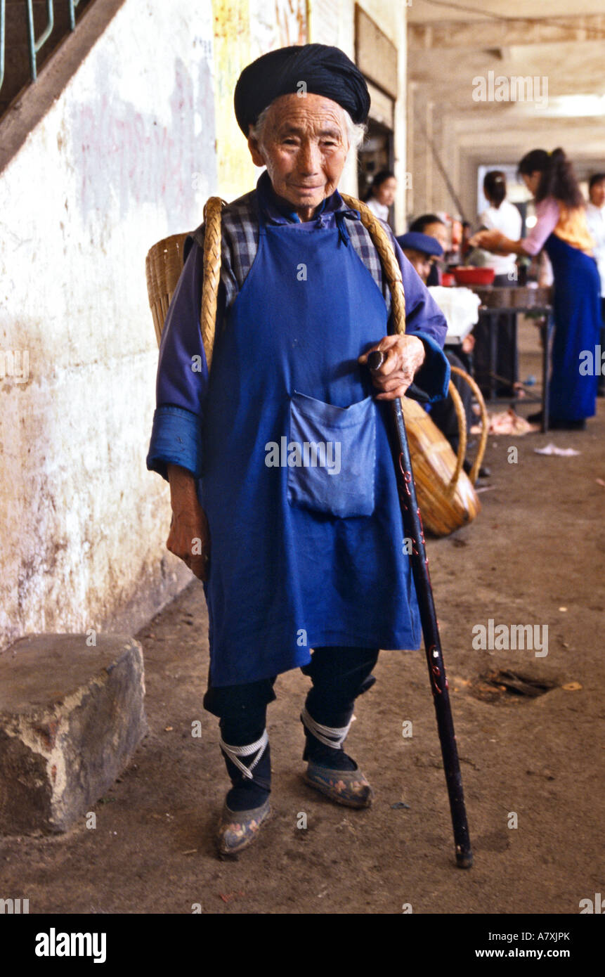 Asia, China, Yunnan Province, Huize. Old woman with bound feet Stock ...
