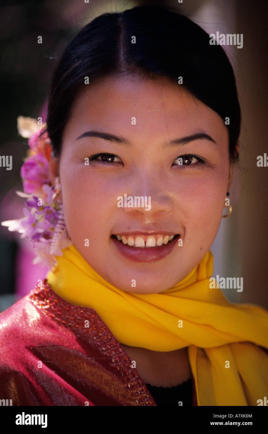 Asia, China, Yunnan Province. Young Dai minority woman portrait Stock ...