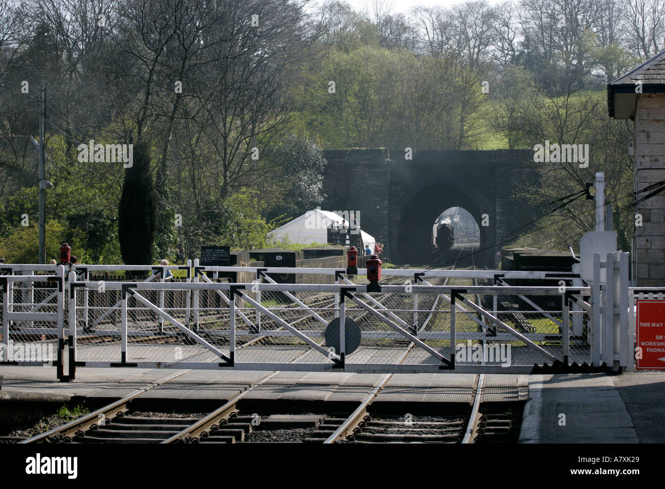 Level crossing at Grosmont North Yorkshire England UK Stock Photo - Alamy