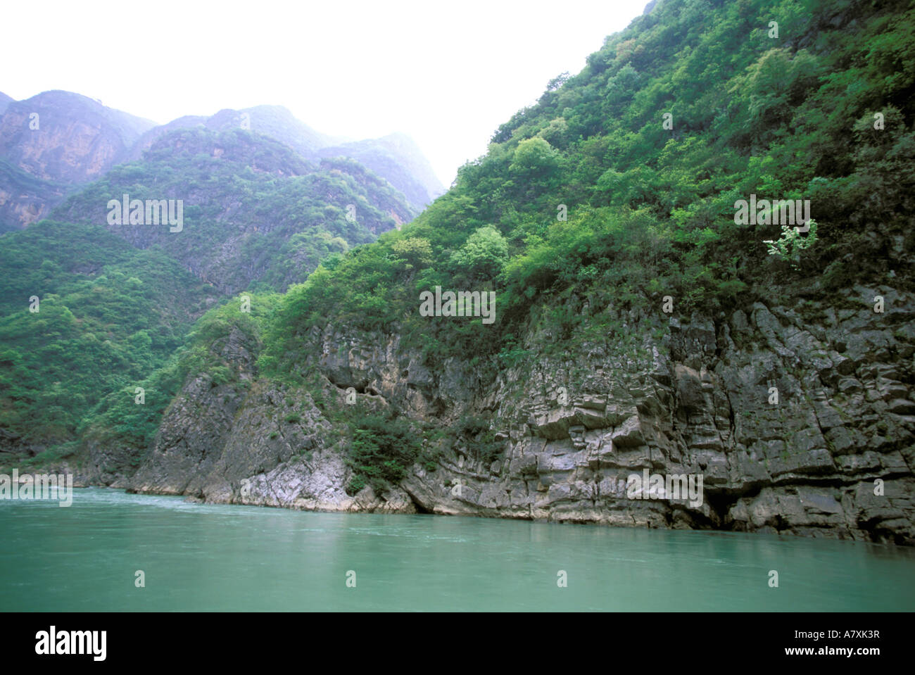 Asia, China, Yangtze River, Lesser Three Gorges. Cliffs and landscape ...