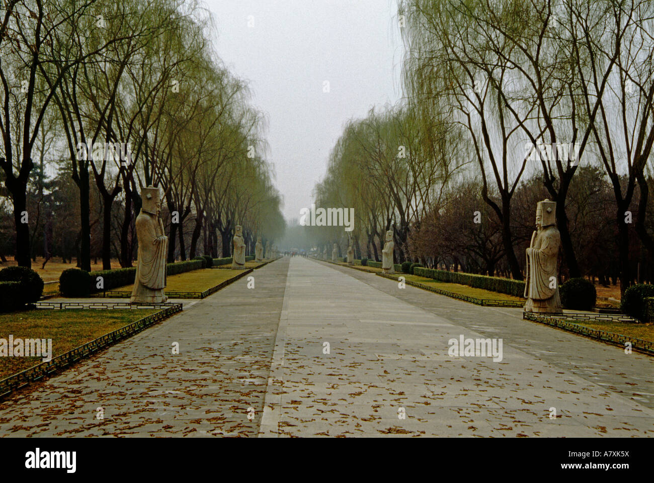 China, Beijing, Ming Tombs & Sacred Way. 36 ancient statues circa 1436 ...