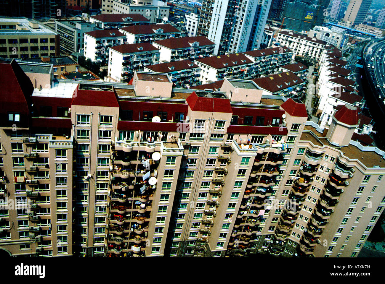 Asia, China, Shanghai. Typical residential high-rise housing Stock ...