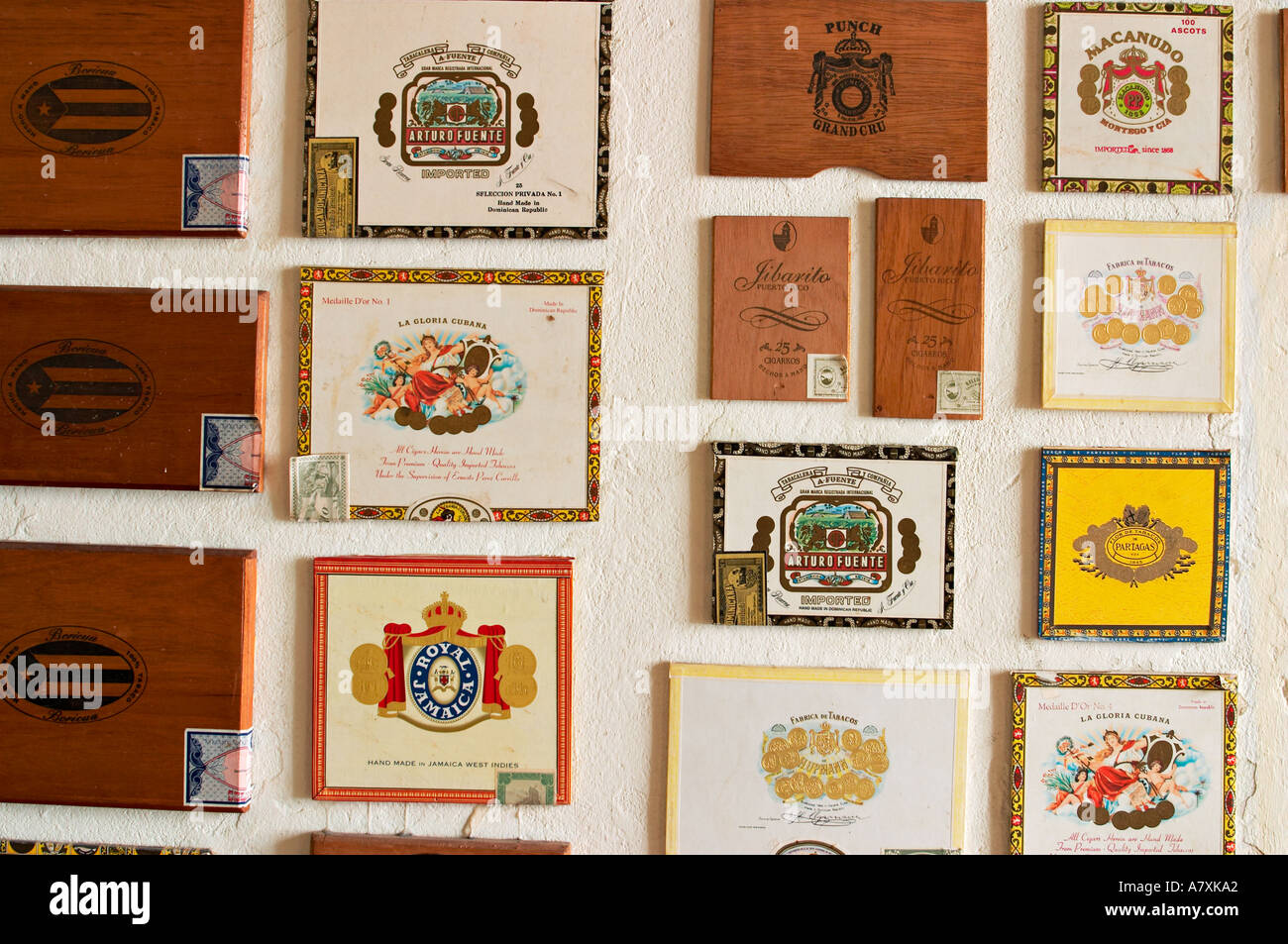 PUERTO RICO San Juan Cigar box lids displayed on store wall Old San ...