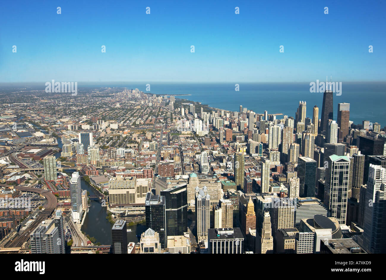 ILLINOIS Chicago Hancock Center northside Chicago River Viewed from ...