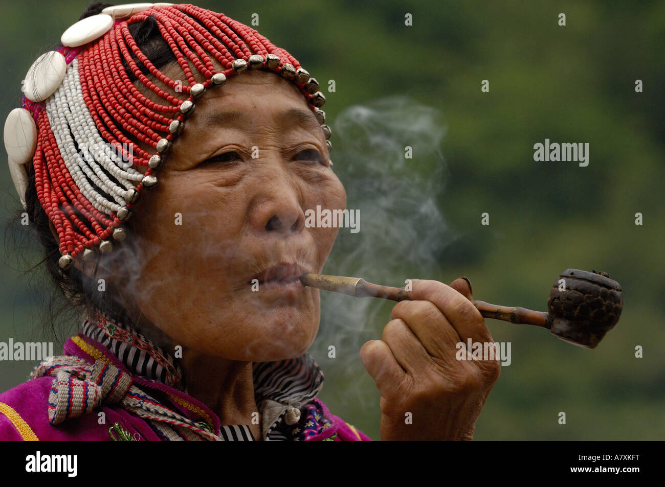 Black Lisu ethnic minority woman. At market near Fugong. Nujiang ...