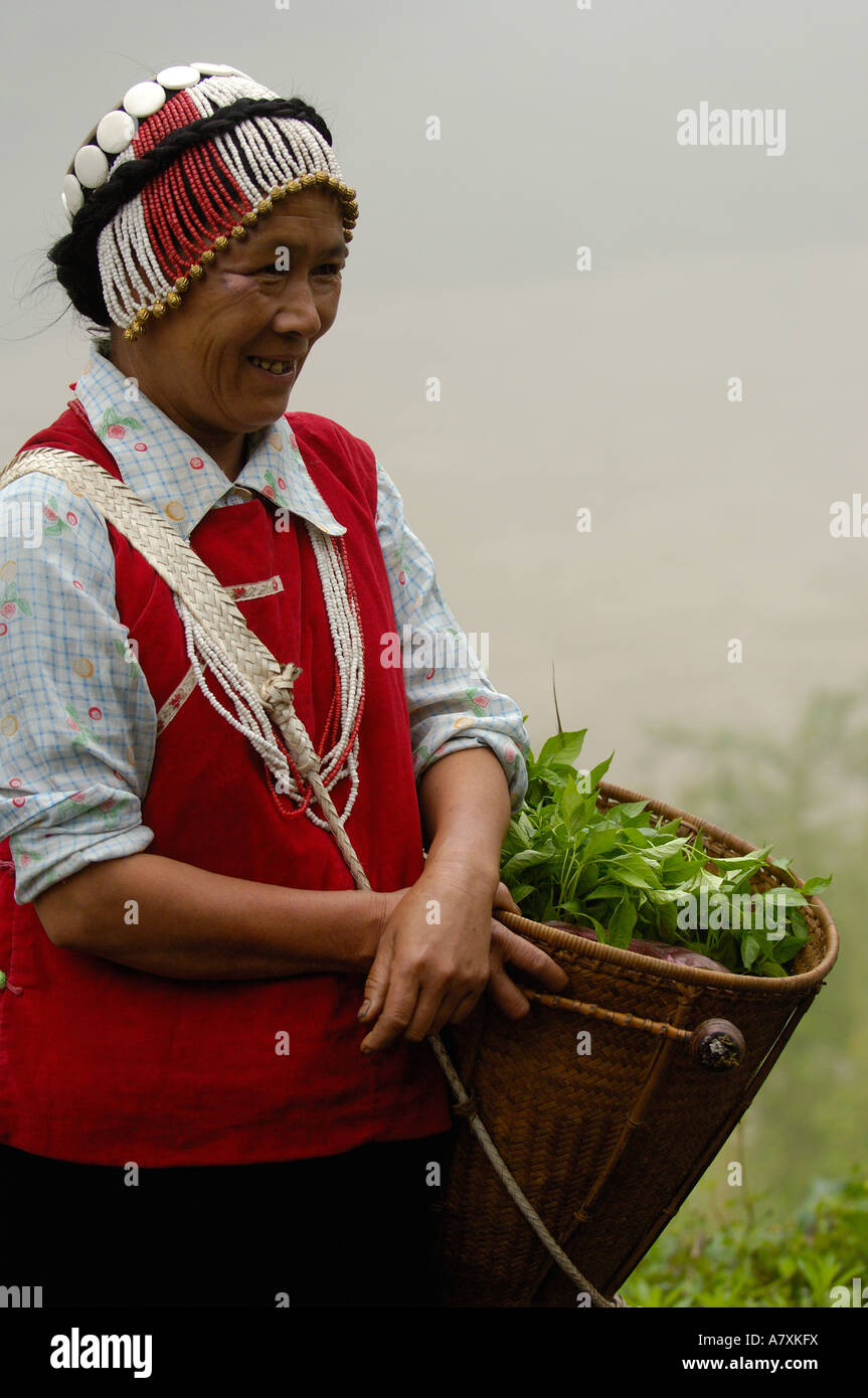 Black Lisu ethnic minority woman. At market near Fugong. Nujiang ...