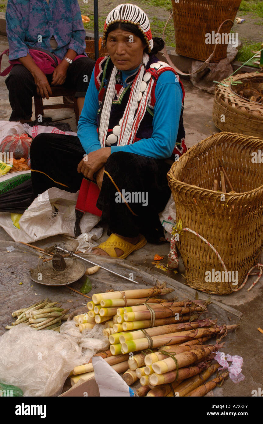 Black Lisu ethnic minority woman. At market near Fugong. Nujiang ...