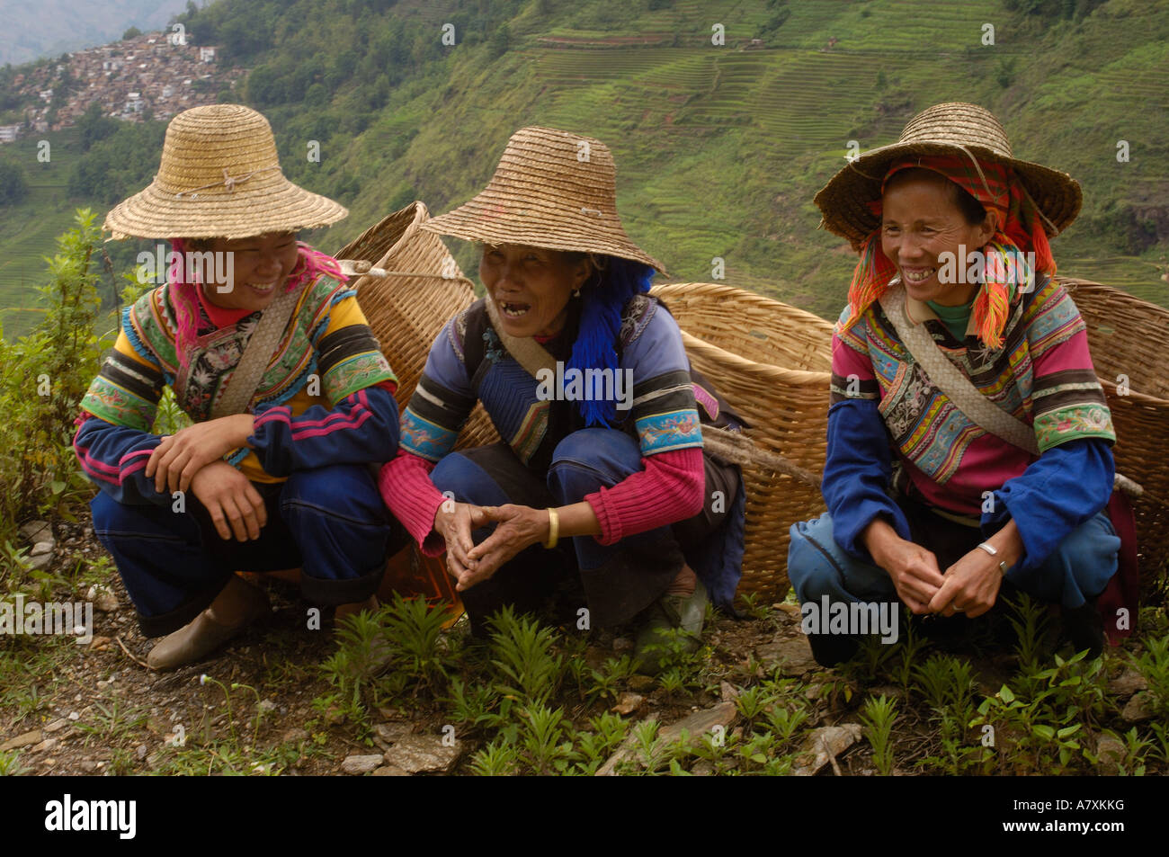 Yi Ethnic minority people. Yuanyang, Honghe Prefecture, Yunnan Province ...