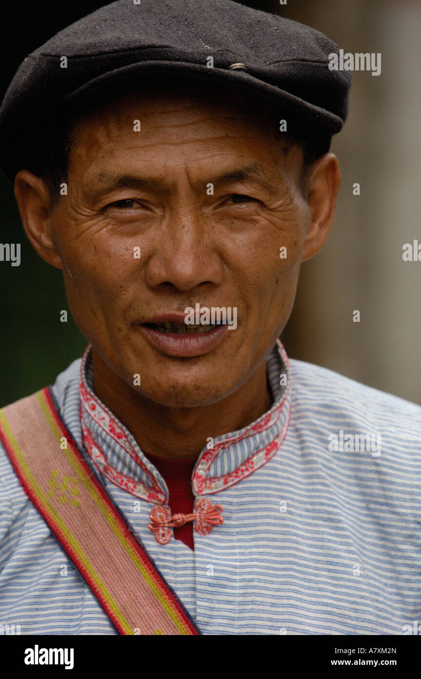 Black Lisu ethnic minority man. At market near Fugong. Nujiang ...