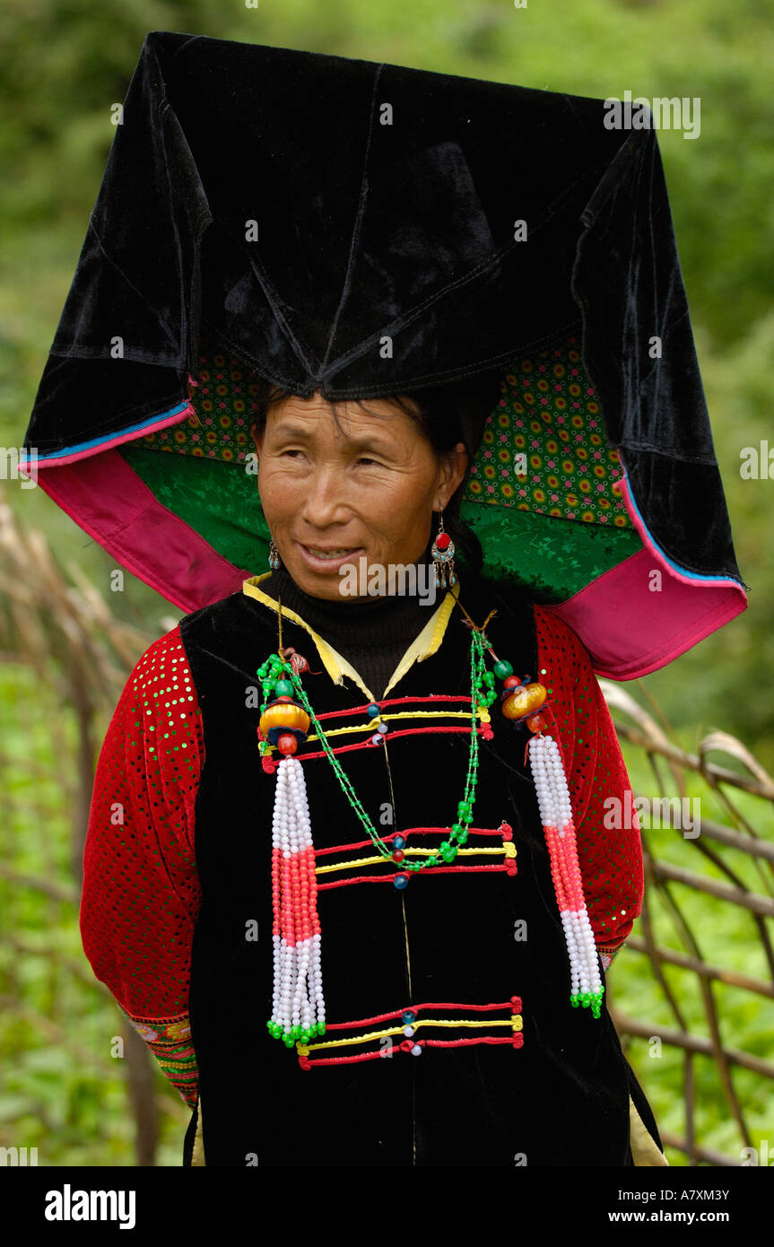 Colourful belt Yi. One of the sub-groups of the Yi Ethnic minority people. From the mountains ...