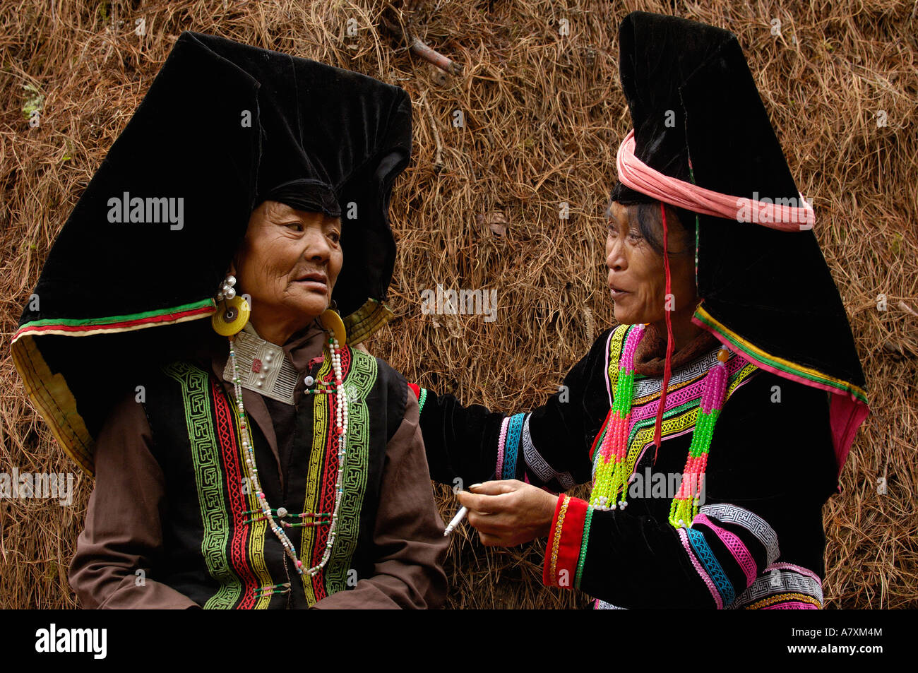 Colourful belt Yi. One of the sub-groups of the Yi Ethnic minority people. From the mountains ...