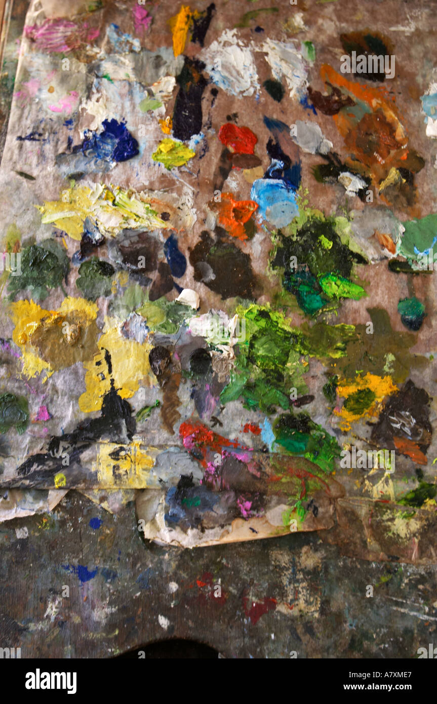 PUERTO RICO San Juan Palette of oil painter dabs and brush strokes of ...