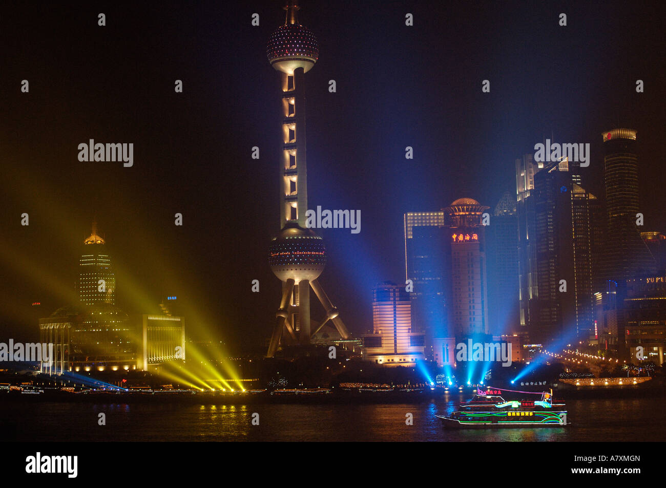 The Bund (waterfront) in Shanghai. Looking across the river at the ...