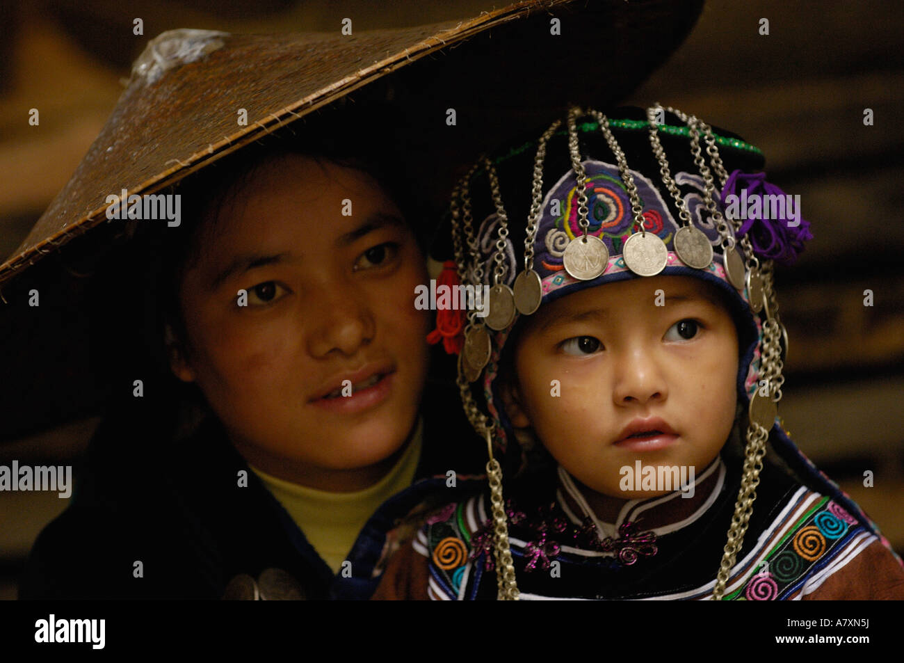 Hani Mother and Child. Hani Ethnic minority people. Yuanyang, Honghe ...