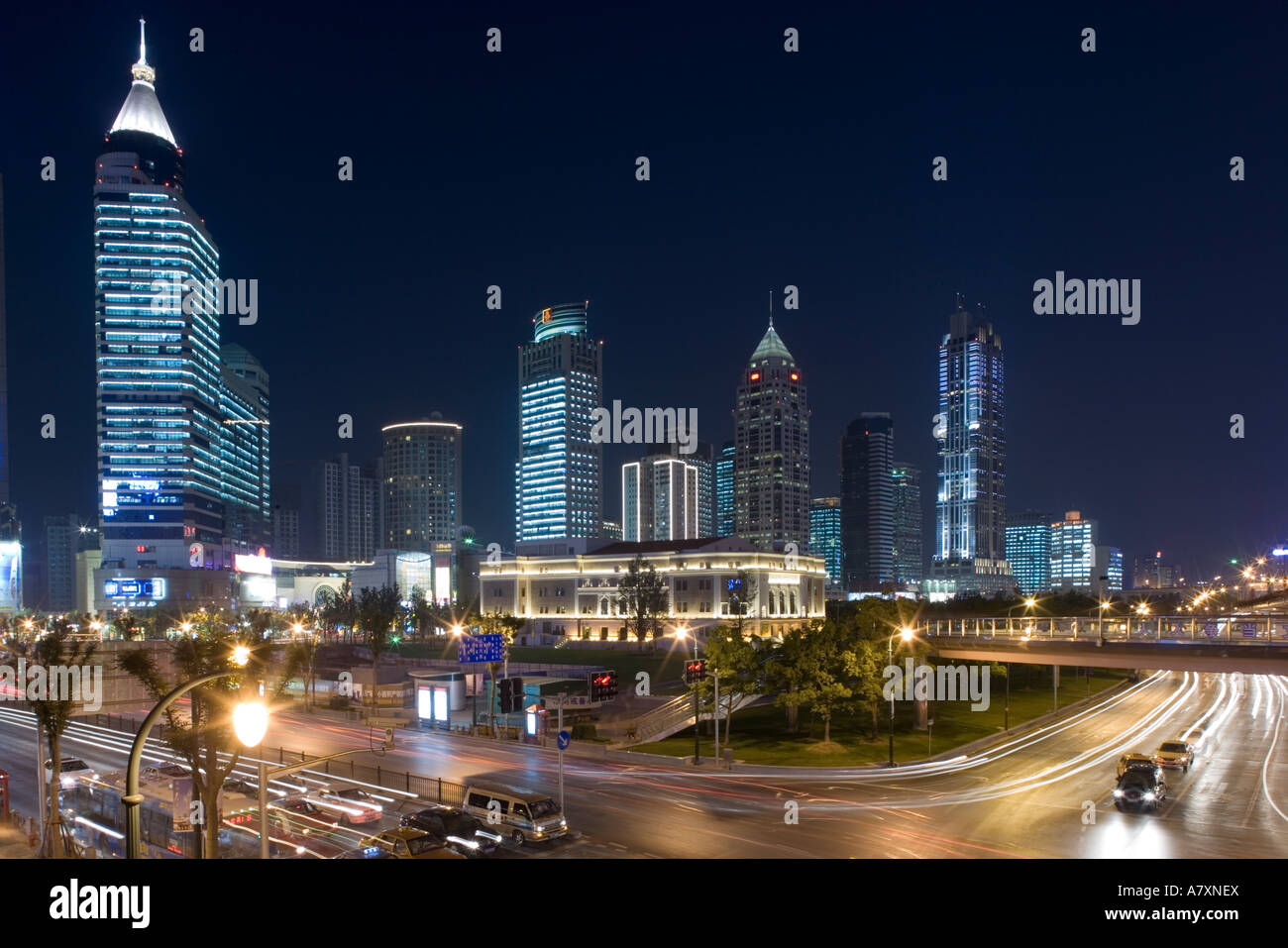 Asia, China, Shanghai, High rise office towers rise above Shanghai ...