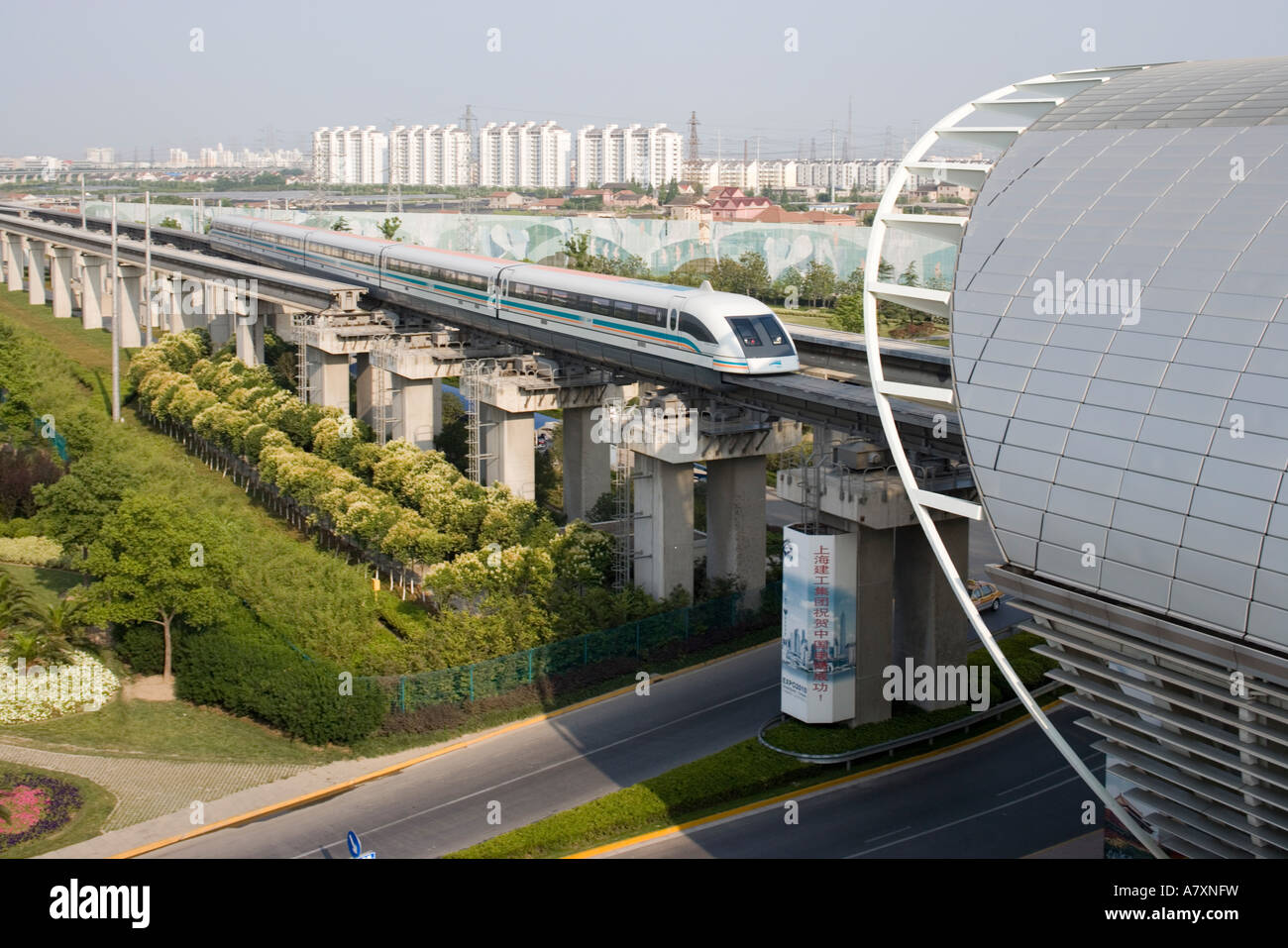 Asia, China, Shanghai, MagLev (Magnetic Levitation) train glides into ...